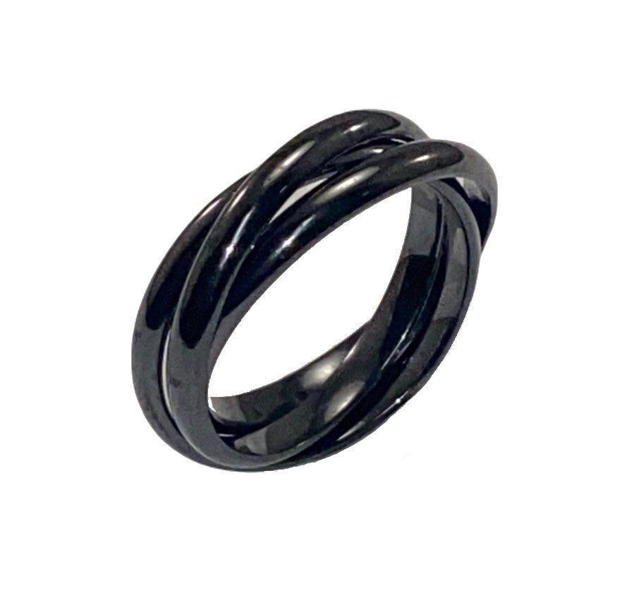 Trinary - 3 Piece Black Titanium Fidget Ring | Titanium Rings