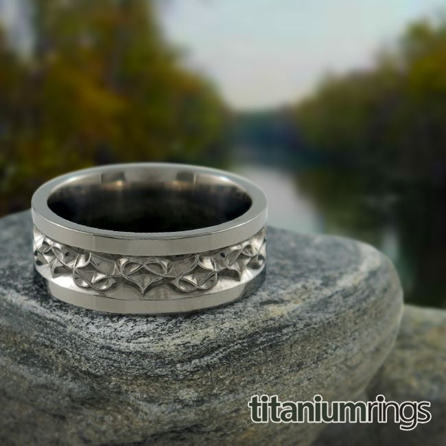 Amore - Womens Carved Titanium Ring | Titanium Rings