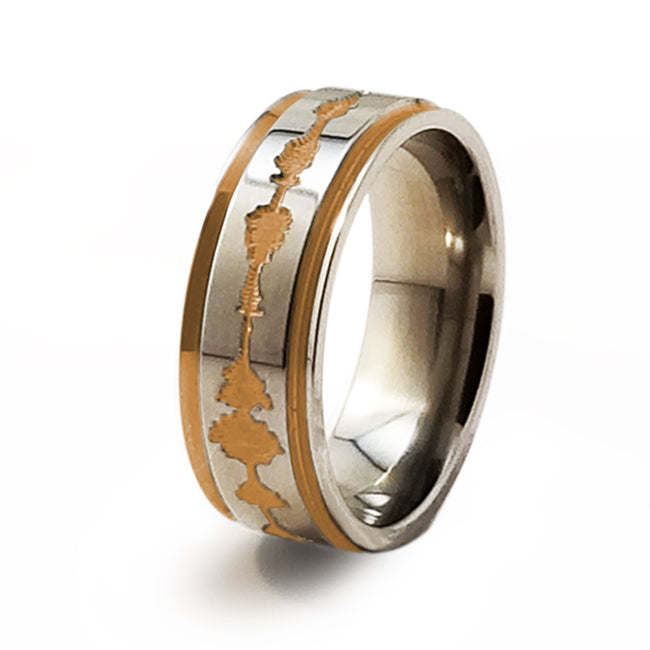 Soundwave Samurai Anodized Rose Gold Titanium Ring | Titanium Rings