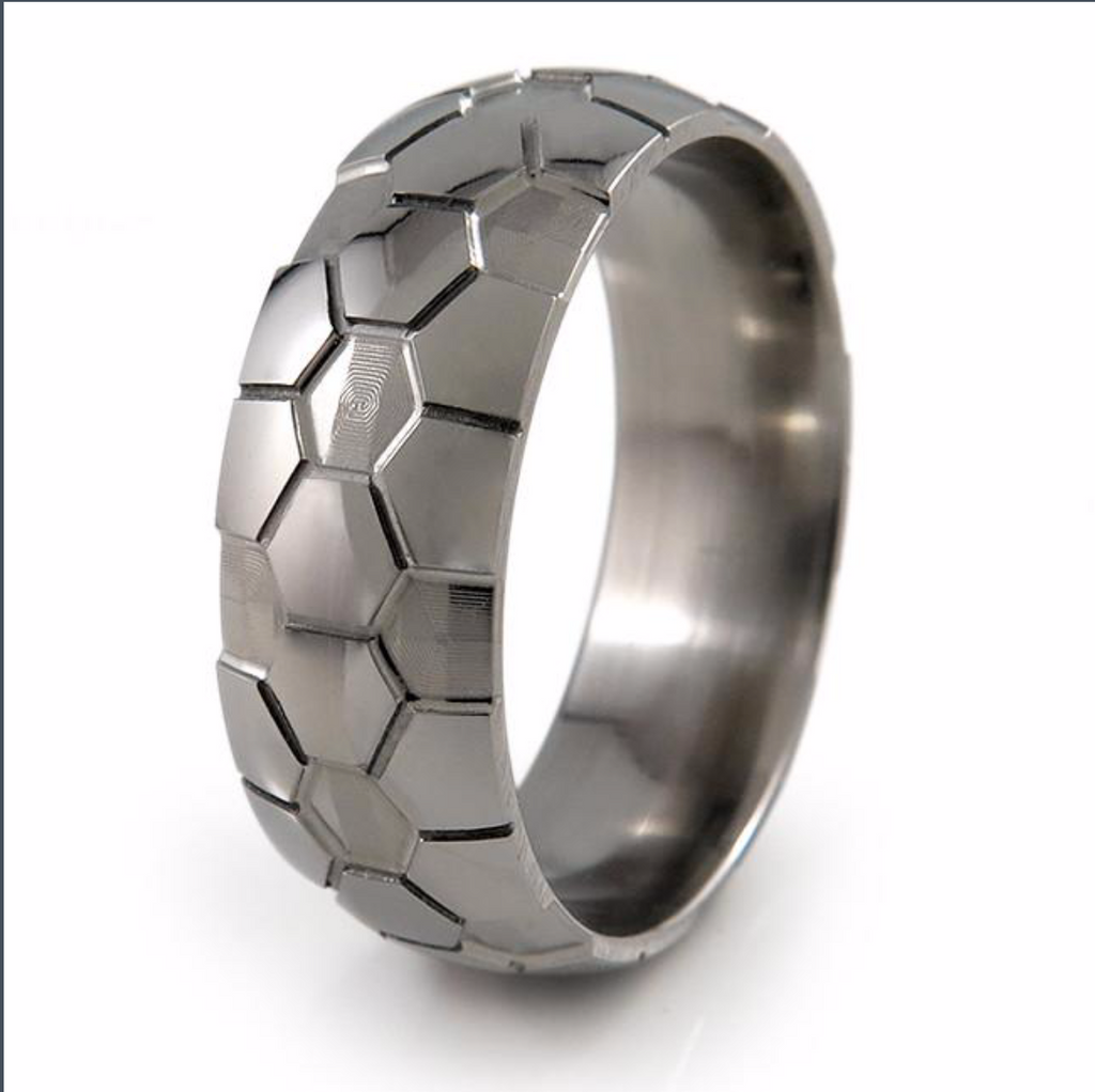 Soccer Ball Titanium Ring | Titanium Rings