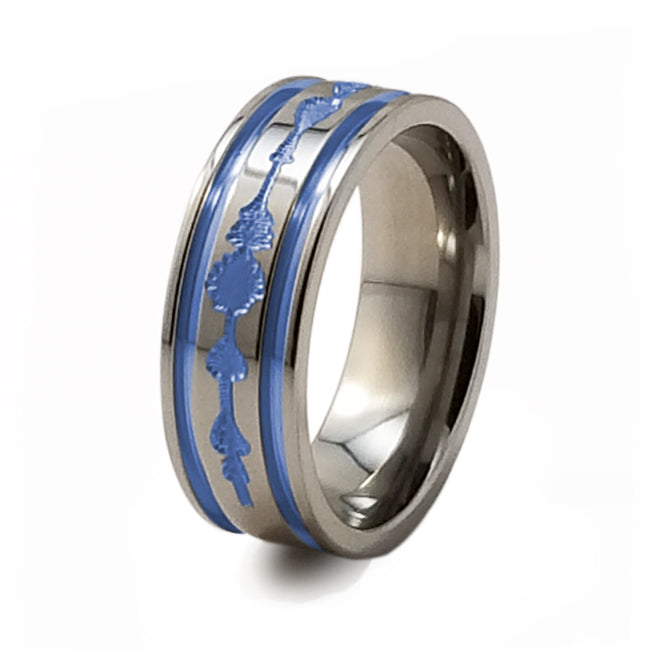 Soundwave Abyss Blue Titanium Ring | Titanium Rings
