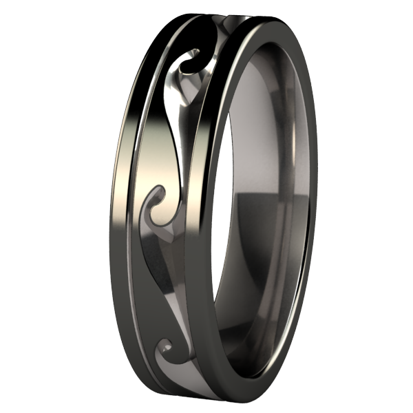 Atlantis - Black Two Toned | Titanium Rings