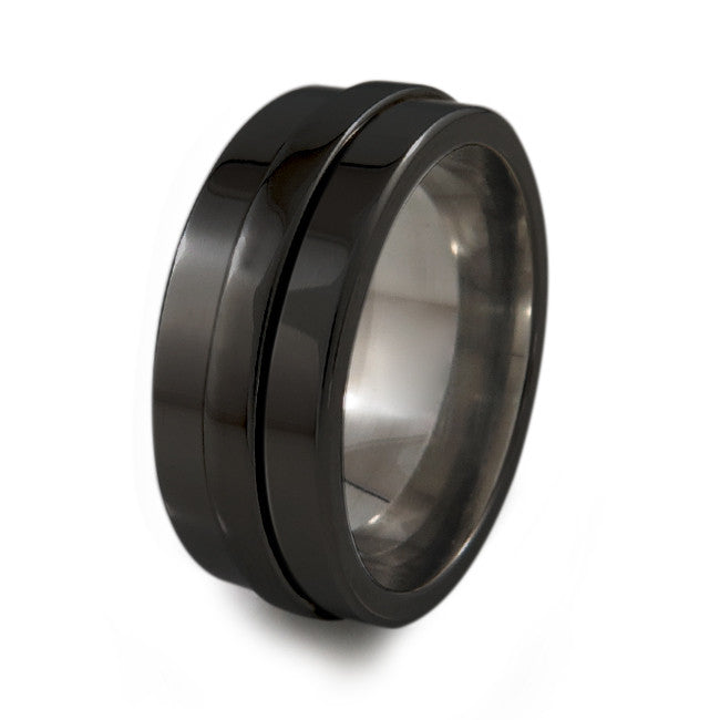 Classic Fidget Ring-Black Titanium Fidget ring | Titanium Rings
